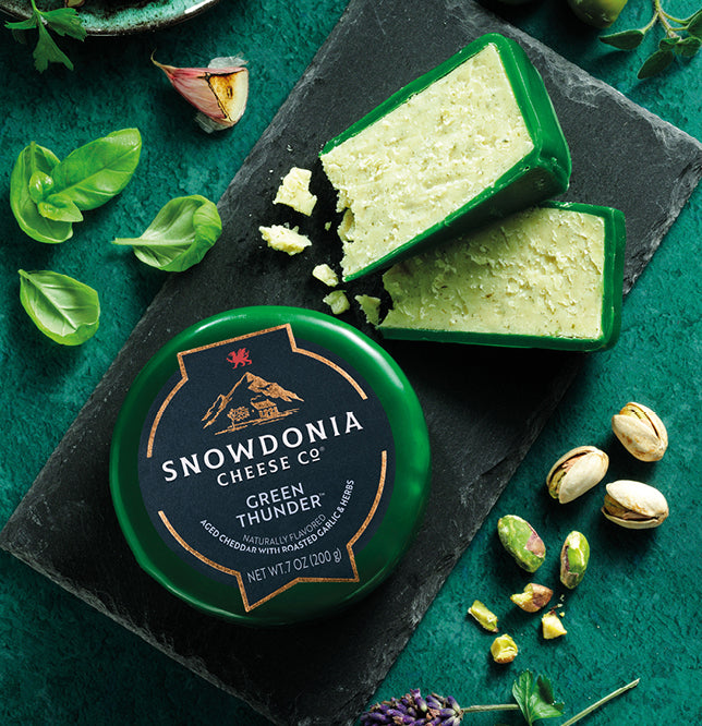 Green Thunder Mature Cheddar with Roasted Garlic and Herbs