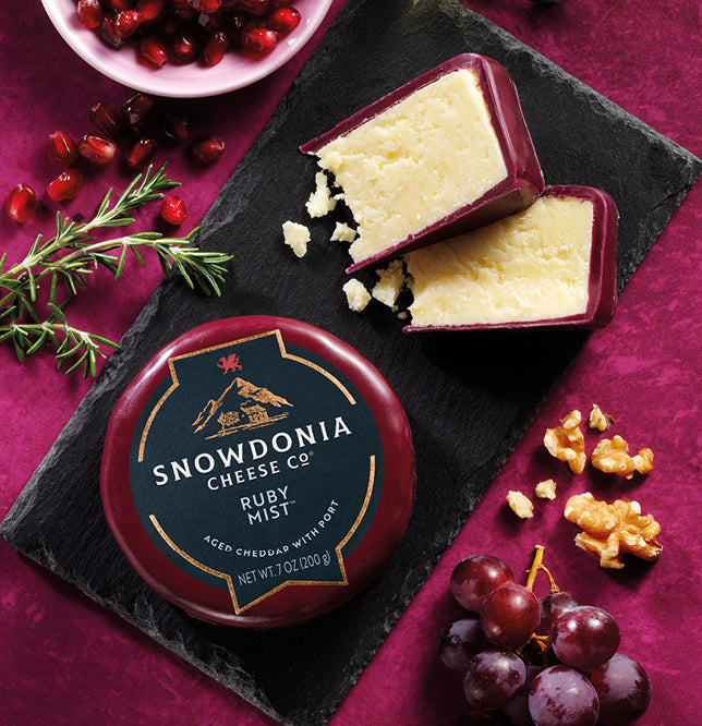 Ruby Mist Mature Cheddar infused with port and brandy